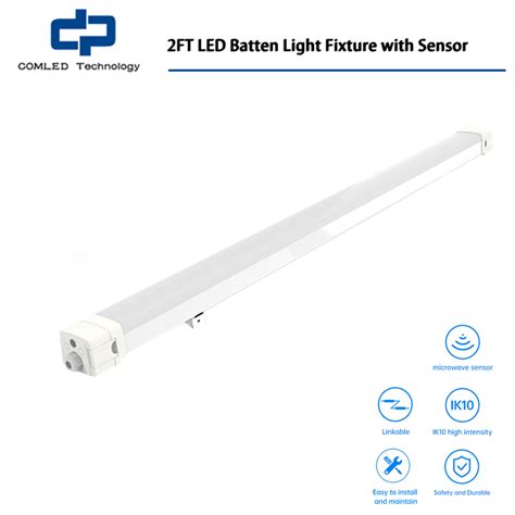 2ft Led Batten Light Fixture With Sensor Warehouse Linkable Light