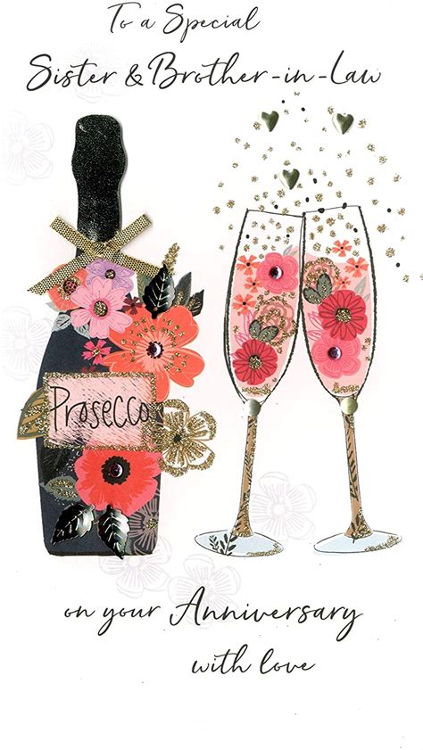 Sister And Brother In Law Anniversary Greeting Card Hand Finished Champa