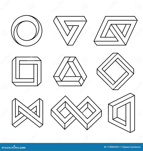 Impossible Linear Triangle Penrose Shape Esher Geometric Object