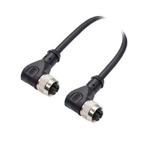 M12 8pins Y Code Female To Female Right Angle Molded Cable Shielded Pur 40°c~ 105°c [26awg 2p