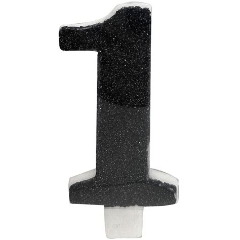 Black Glitter Accent Number 1 Candle Discount Party Supplies