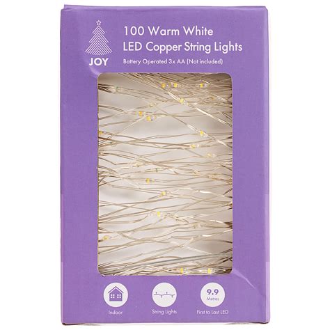 Christmas Battery Operated Copper String Lights 100pk Assorted The
