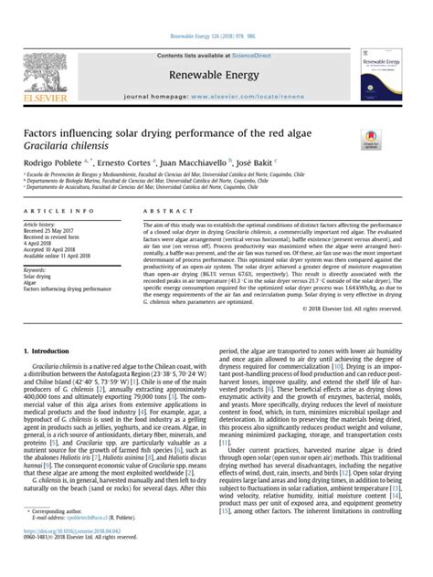 Factor Influenching Solar Drying Red Algae Pdf Clothes Dryer Atmosphere Of Earth