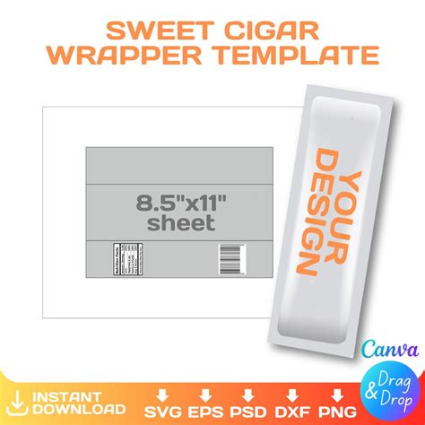Sweet Cigar Wrapper Blank Template Diy Custom Party Favor Editable