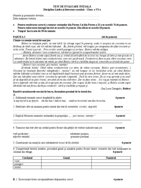 Evaluare Initiala Cl6 Pdf