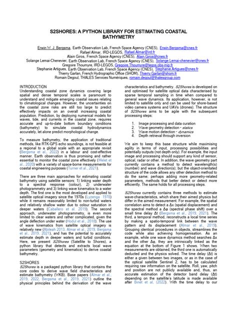 Bergsma S2shores A Python Library For Estimating Coastal Bathymetry