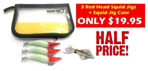 3 X Red Head Squid Jigs Carry Case Only 19 95 Ray And Annes Tackle Hub