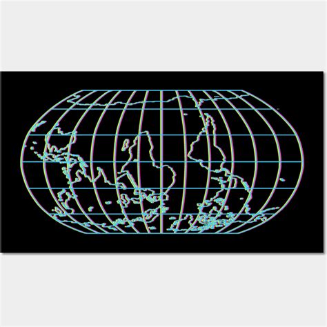 Inverted World Map With Colourful Line World Map Posters And Art