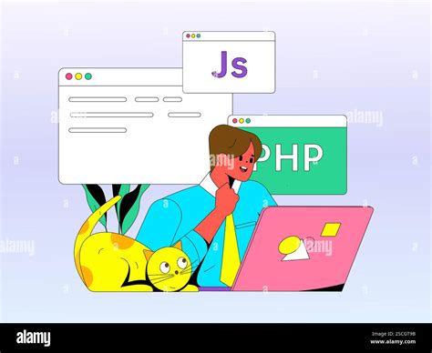 Programming Teaching Development Flat Character Vector Concept