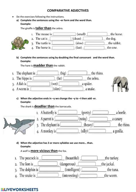 Comparative Adjectives Worksheet Grade 4