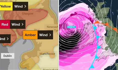 Storm Eowyn Maps Show Met Office Red Warnings With 100mph Gusts And