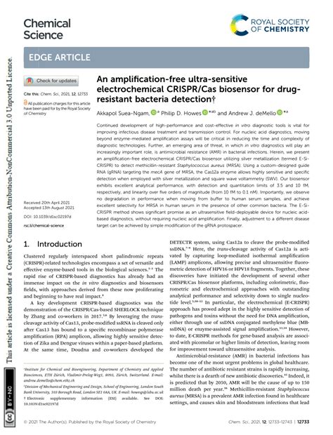 Pdf An Amplification Free Ultra Sensitive Electrochemical Crisprcas Biosensor For Drug