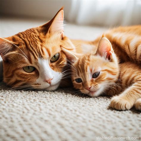 Mother Cat And Kitten Stable Diffusion Online