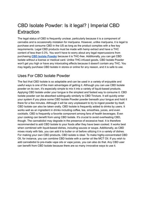 Ppt Cbd Isolate Powder Is It Legal Imperial Cbd Extraction
