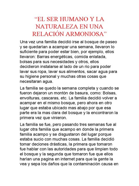 El Ser Humano Y La Naturaleza En Una Relación Armoniosa Pdf