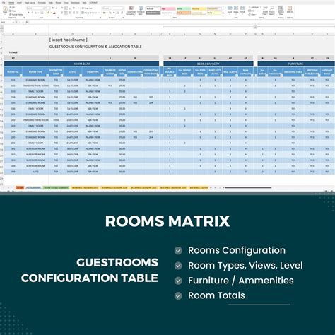 Hotel And Hotel Apartments Bookings Calendar Excel Spreadsheet Template