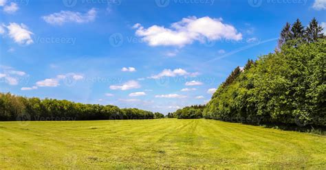 Beautiful High Resolution Panorama Of A Landscape With Fields And Green