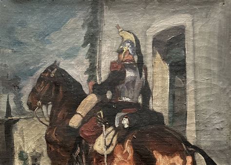 Proantic Lançon Auguste 1836 1885 Cuirassier Devant Une Maison H