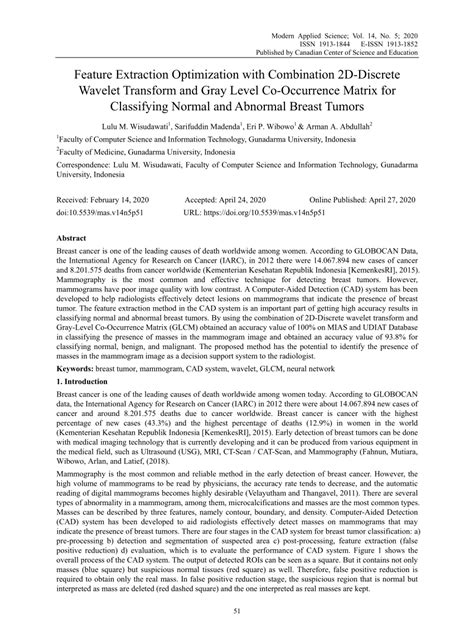 Pdf Feature Extraction Optimization With Combination 2d Discrete