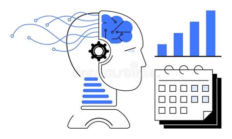 Ai Powered Brain With Data Analytics And Planning Visualization Stock Illustration