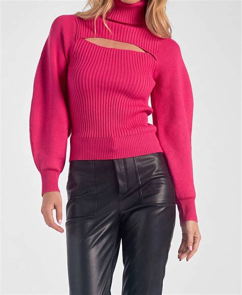 Elan Peek A Boo Cut Out Turtleneck Sweater Steals