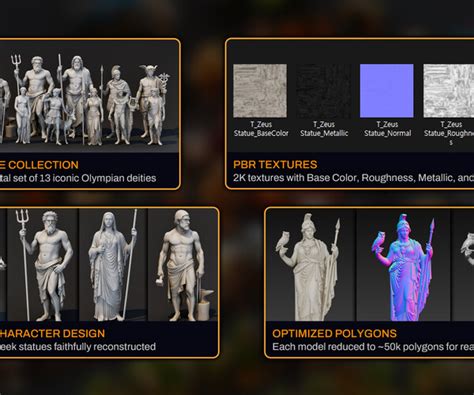 Artstation Olympian God Statue Pack Game Assets