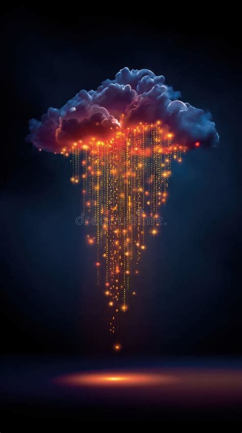 Conceptual Depiction Of Cloud Computing With Stylized Cloud And Golden