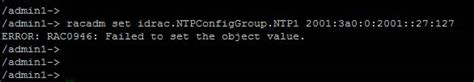 Unable To Set The Ntp Ipv Using Idrac Racadm Gui Dell Samoa