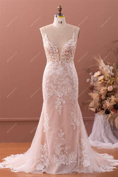Pink Blush Mermaid Wedding Dress Lauren Elaine Vaile Blush Wedding