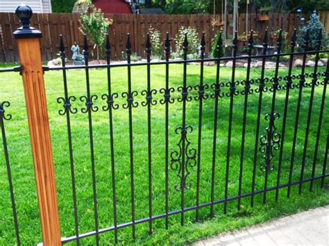 Using Wood Posts With Wrought Iron Fence For A Custom Look Iron Fence