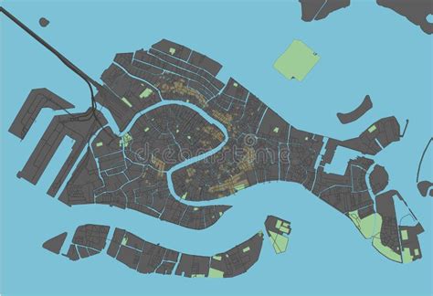 Venice Vector Map With Dark Colors Stock Vector Illustration Of