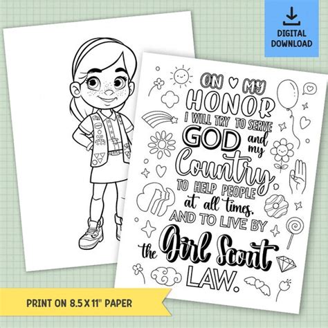 Printable Girl Scout Promise Coloring Pages 2025
