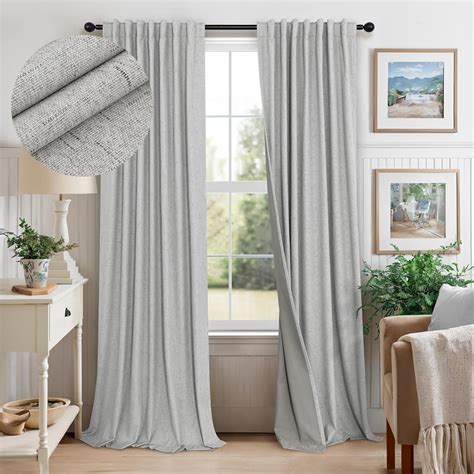 Light Grey Blackout Curtains 84 Inch Length 2 Panels For