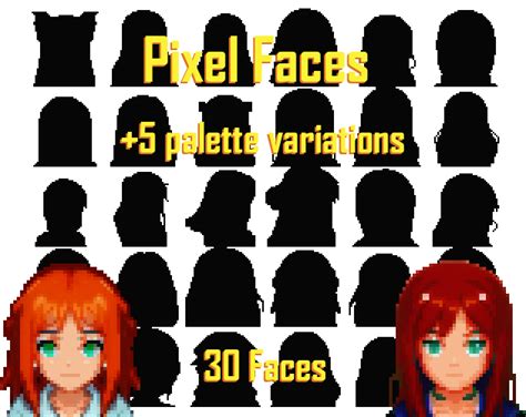 Pixel Faces 30 Girls Size 48x48 By Akoro