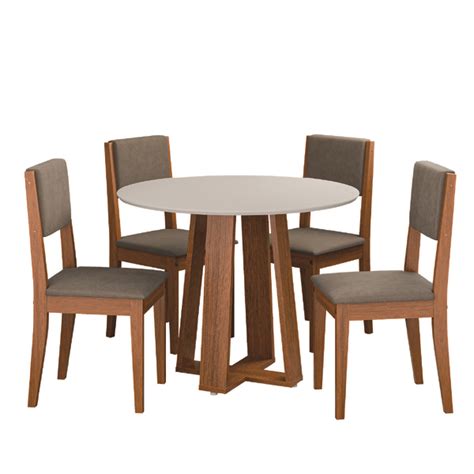 Conjunto Sala De Jantar Mesa Athenas Redonda 4 Cadeiras Trento