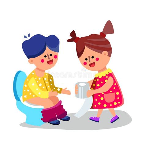 Niña Pequeña Con Papel Higiénico Vector Ilustración Del Vector