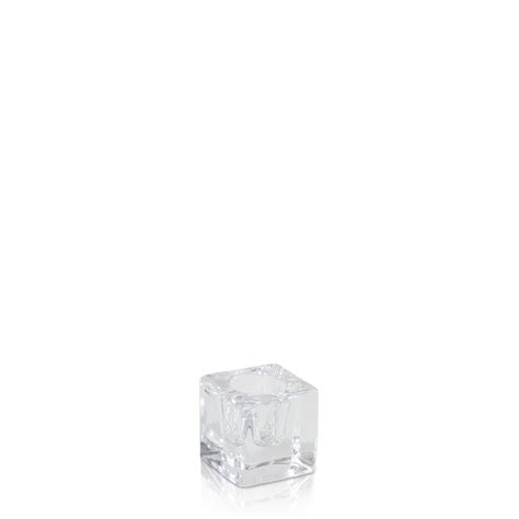 Clear Glass Cube Candle Holder Small Hueseeka