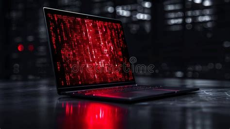 Cybersecurity Breach Detected With Red Alert On Laptop Showcasing Potential Malware Threat Stock