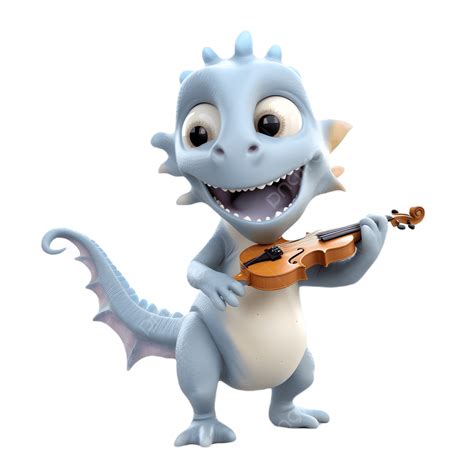 Dinosaur Violin Cartoon Cute Three Dimensional 3d Modeling Character