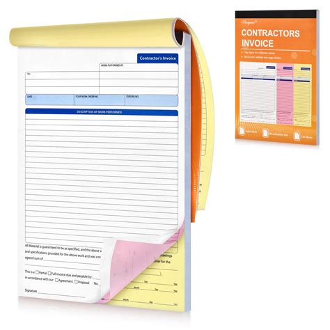 Large Contractor Invoice Book Invoice Receipt Book With