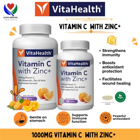 Vitahealth Time Release Vitamin C With Zinc 1000mg 30s Shopee Malaysia