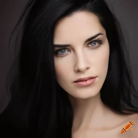Black Haired Woman With Bangs And Grey Eyes On Craiyon