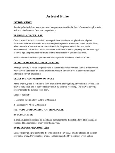 Arterial Pulse Pdf