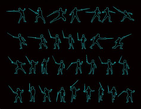 People Silhouettes Fencing Dwg Block For Autocad • Designs Cad