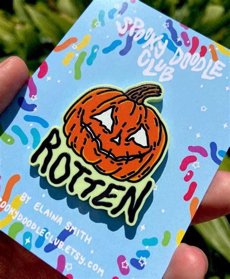 Rotten Jack O Lantern Acrylic Pin Halloween Pumpkin Pin Creepy