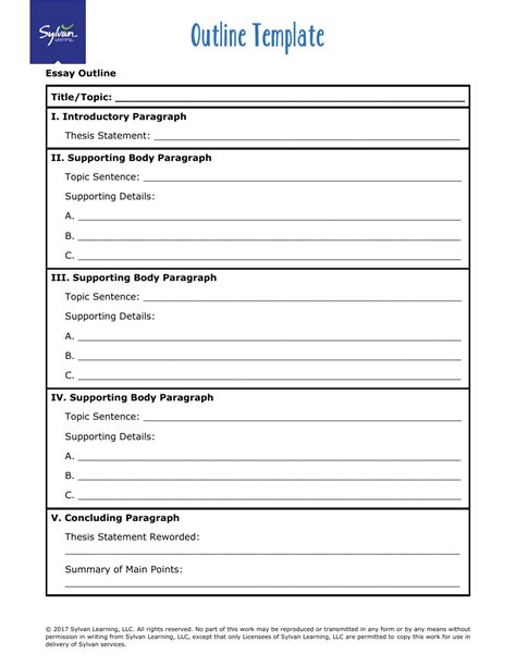 Writing Essay Outline Template Download Printable Pdf Templateroller