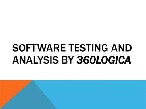 Software Testing And Analysis Ppt