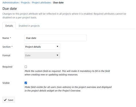 project attributes