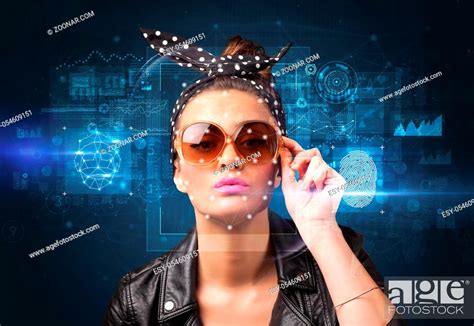 Biometric Verification Face And Fingerprint Detection Concept Stock