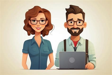 Premium Photo Vector Profession Characters Man And Woman Programmer Or Designer